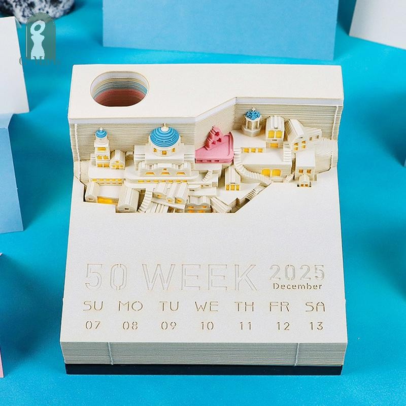 GMARTY Castle Desk Calendar With LED Lights 2025 Calendar Memo Pad ...