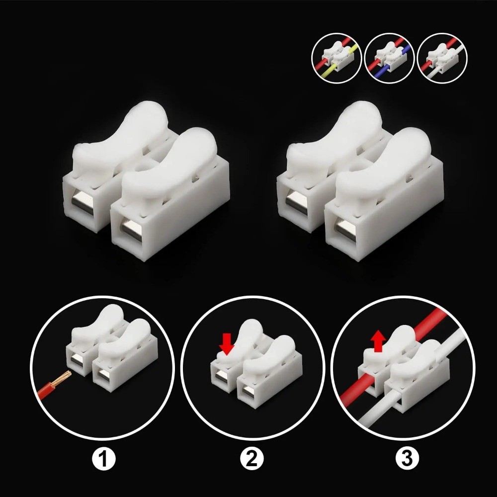 10/20pcs Push Quick Wire Cable CH2 Connector 10A 220V 2 Pin Push-in ...