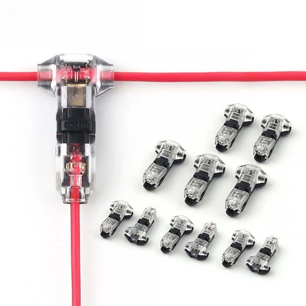 10pcs T Type 1 Pin Low Voltage Wire Connector, Quick Solderless Wire ...