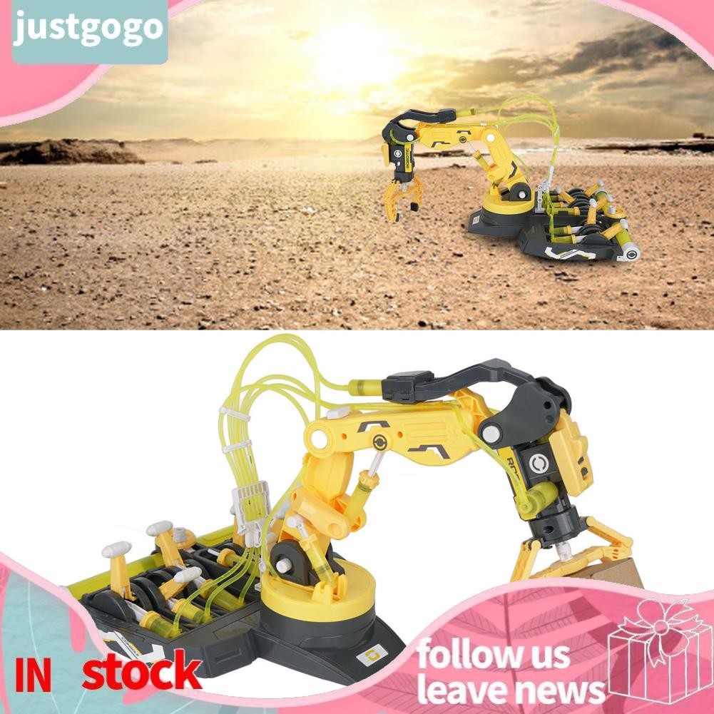 Justgogo DIY Assembly Hydraulic Robot Arm Kit Children Mechanical Toy ...