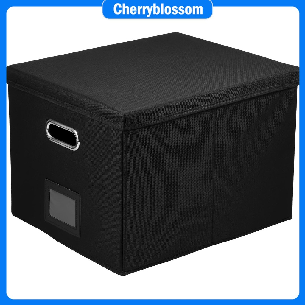 File Organizer Box with Lid Foldable Hanging File Filing Box Fabric ...
