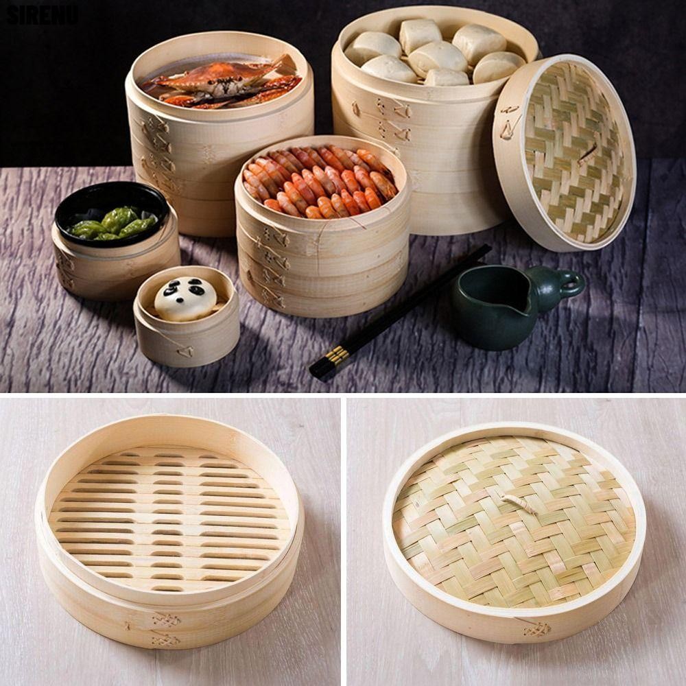SIRENU Bamboo Steamer, Chinese Steamer with Lid Dumpling Steamers ...