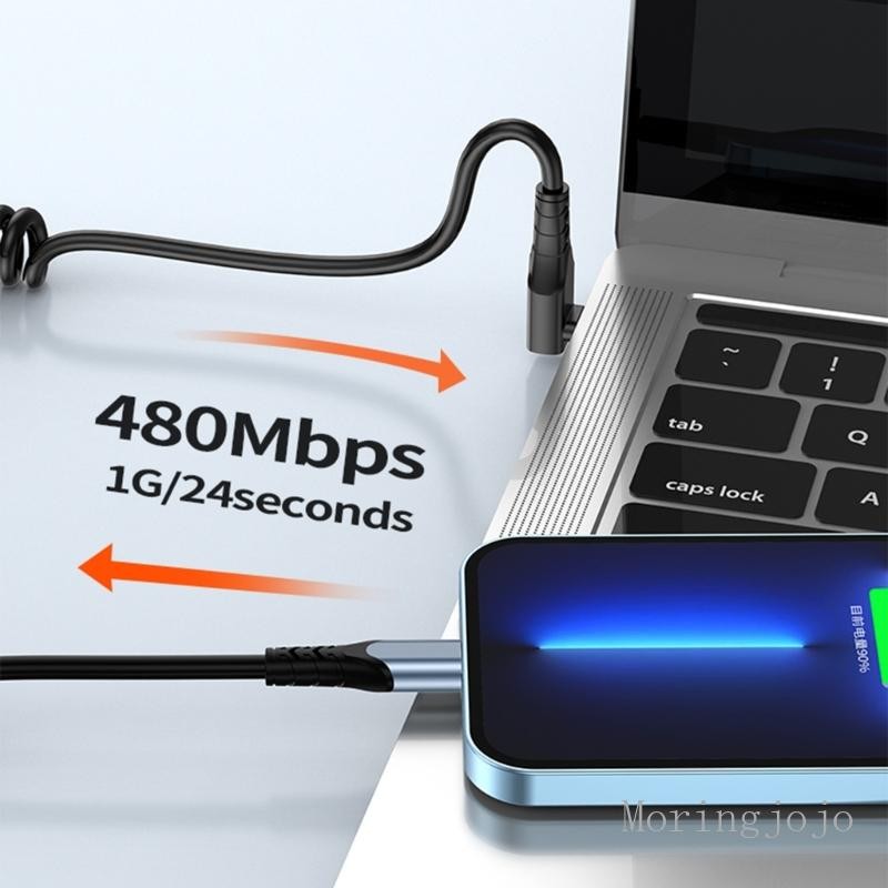 JoJo Coiled USB C to USB C Cable PD100W Fast Data Transfer Extension ...