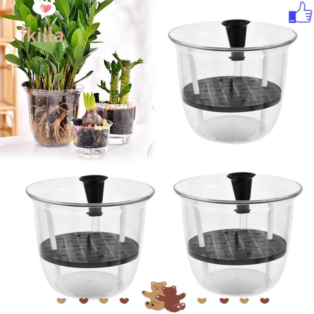 FKILLA 1pcs Flowerpot, Transparent Plastic Self Watering Plant Pot ...
