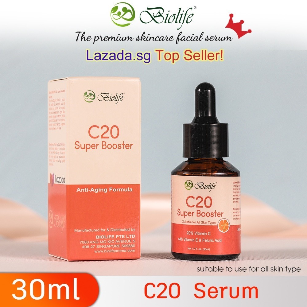 Biolife C20 Super Booster Face Serum, 20% Vitamin C with Vitamin E ...