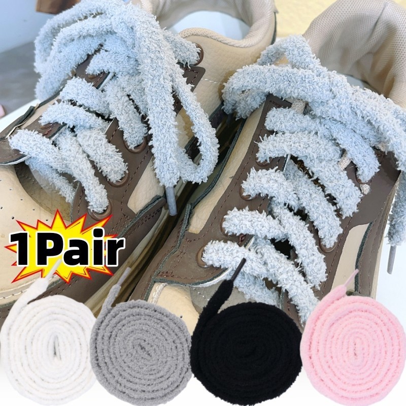 120cm Wide Flat Plush Shoelaces - Hairy Sneaker Laces - Trendy ...