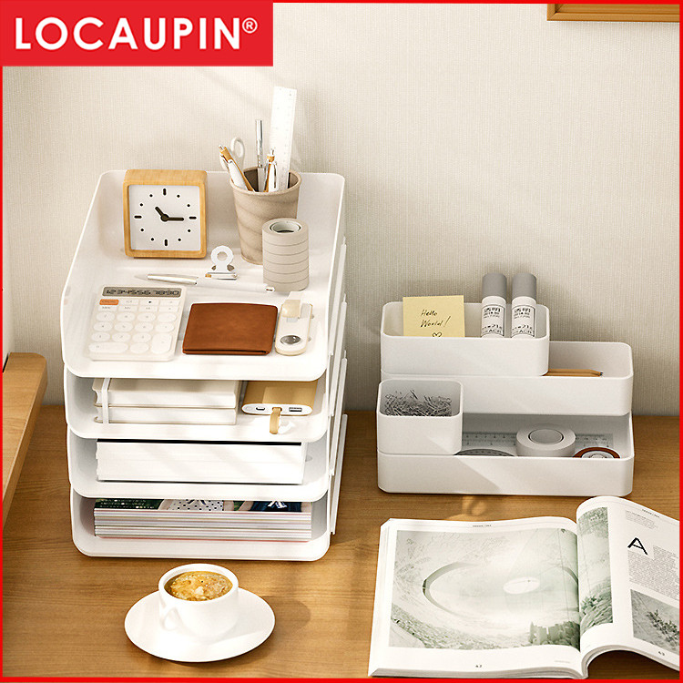 Locaupin Stackable Desktop Letter Tray, A4 Paper Document Tray ...
