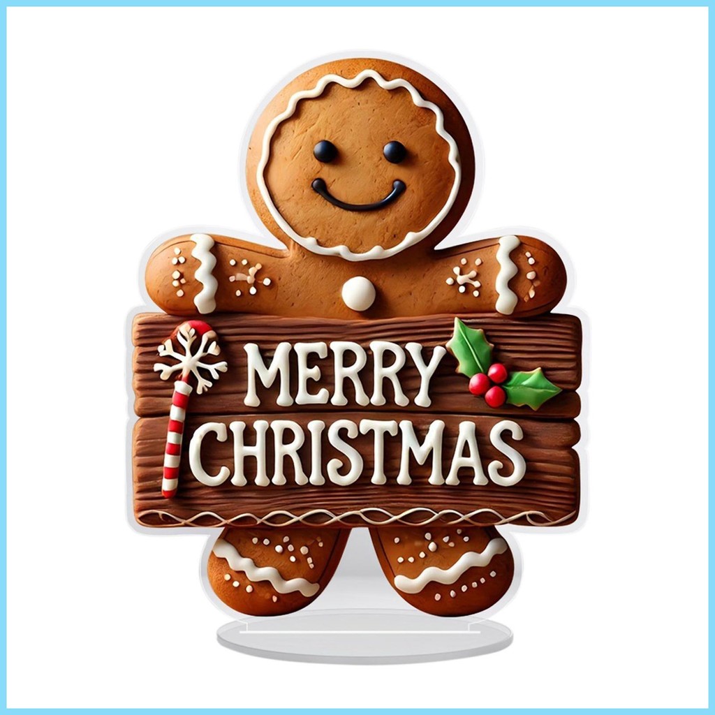 Christmas Gingerbread Man Decor Festive Acrylic Display Statue ...