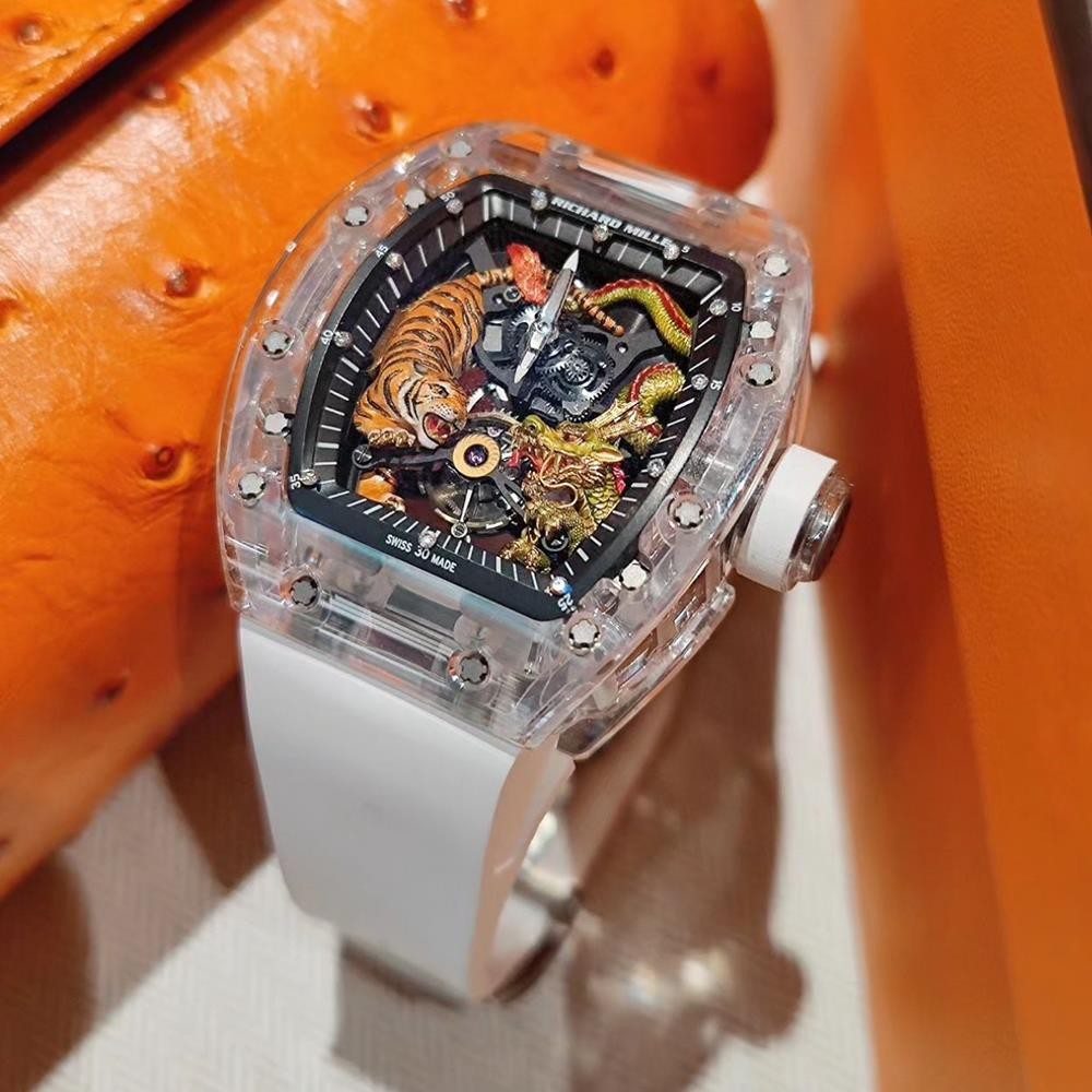 [New Style] Richard RM5101 Transparent Crystal Dragon Tiger Hegemony Non-Mechanical Quartz Watch ...