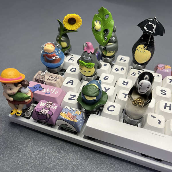 keycaps Cartoon anime cat round keycaps cute translucent briquettes ...