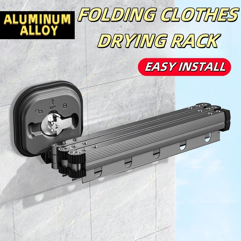 【SG Stock】Suction Cup Folding Clothes Rack Balcony Clothes Drying Rack ...