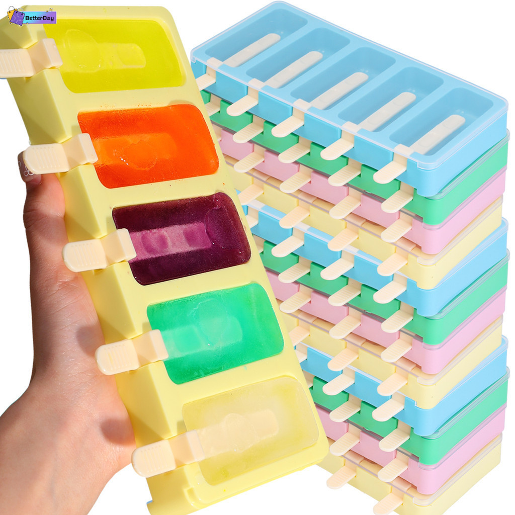 1Set DIY Rectangle Ice Maker Silicone Ice Cream Molds with Transparent ...