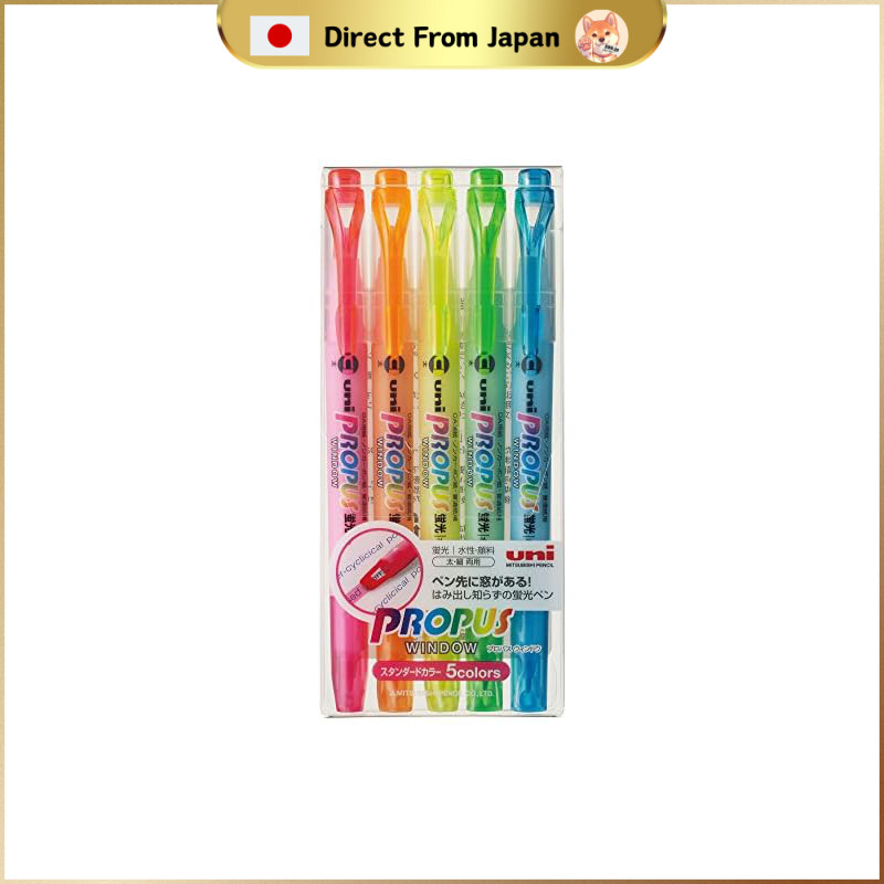 Mitsubishi Pencil Highlighter Propus Window 5 Colors PUS-102T.5C 6cm × ...