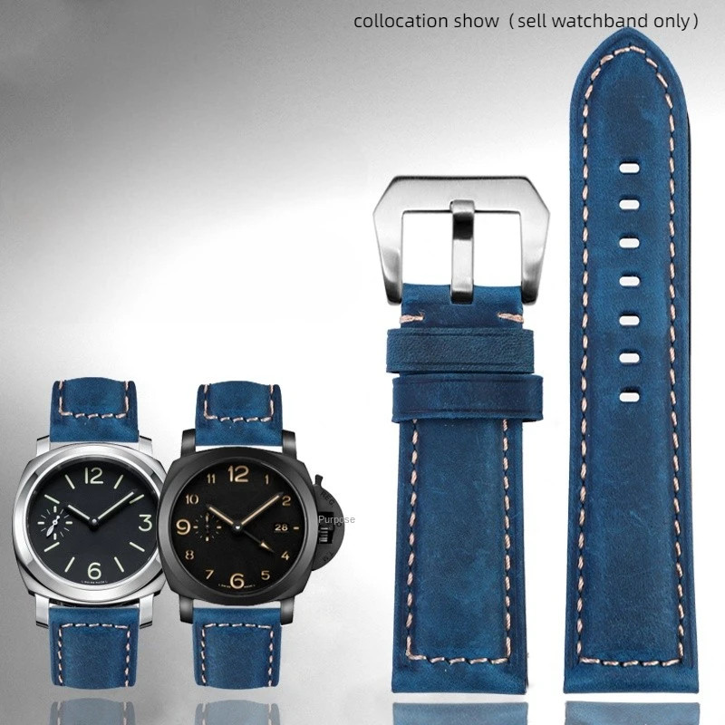 24mm Dark Brown Khaki Blue Black Green Vintage Mate Crazy Horse Leather ...