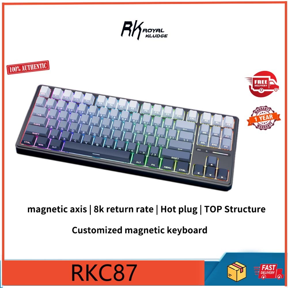 RK ROYAL KLUDGE C87 wired esports magnetic white axis magnetic keyboard, 8k return rate, RT ...