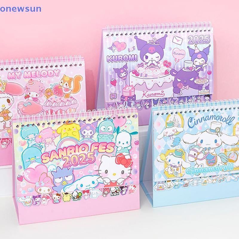 onewsun Sanrio 2025 Cute Cartoon Monthly Desk Calendar Standing Flip ...