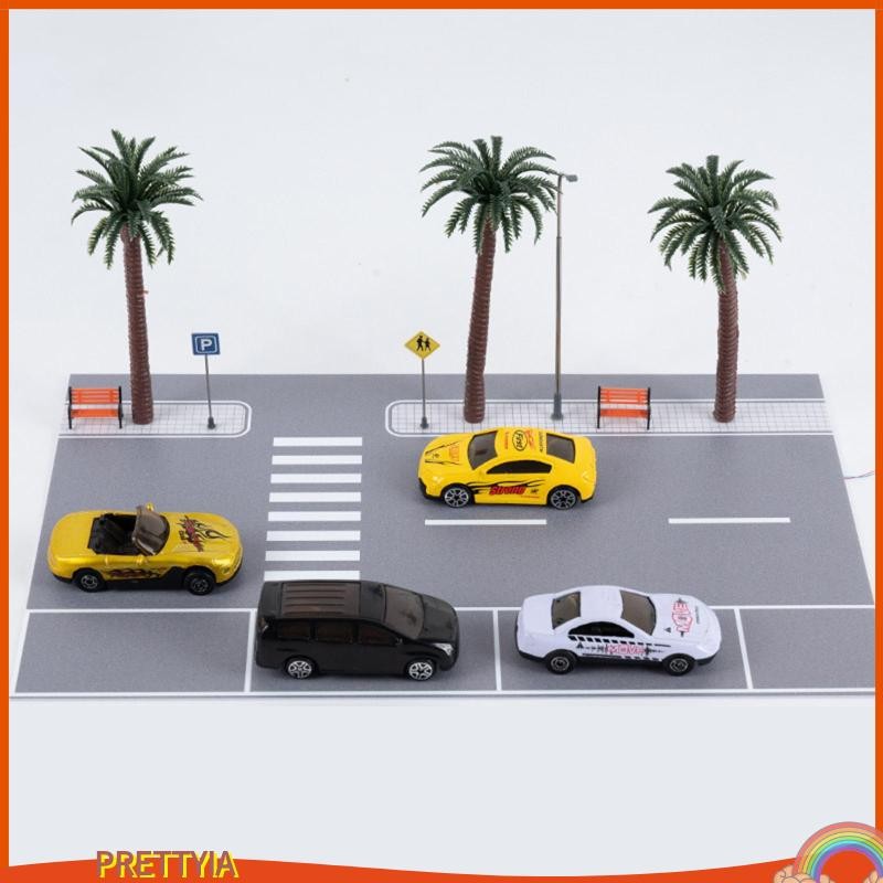 [PrettyiaSG] 1/64 Model Road Scene Diorama Car Display Sand Table Decor ...