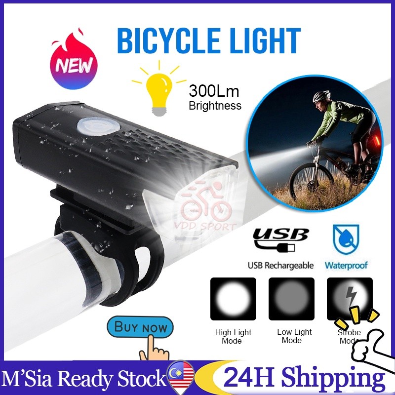 Bicycle Lamp Lampu Basikal MTB LED Light USB Charge Bike Lamp Front ...