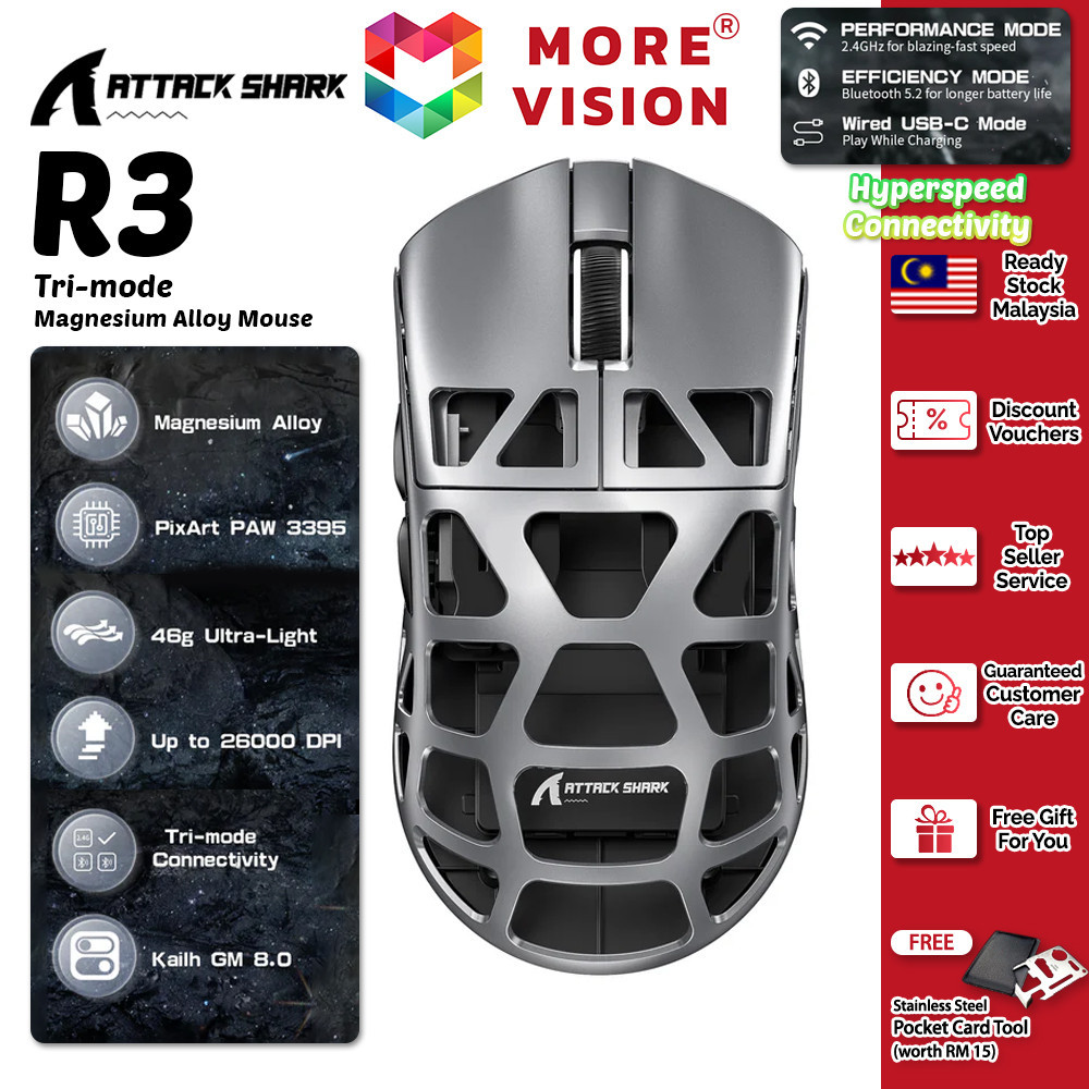 Attack Shark R3 Wireless Magnesium Alloy Gaming Mouse 46g Super Light ...