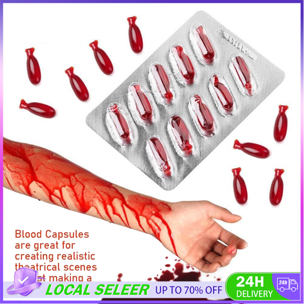 10Pcs Edible Fake Blood Pill Capsules Safe Harmless Capsules Prank toy ...