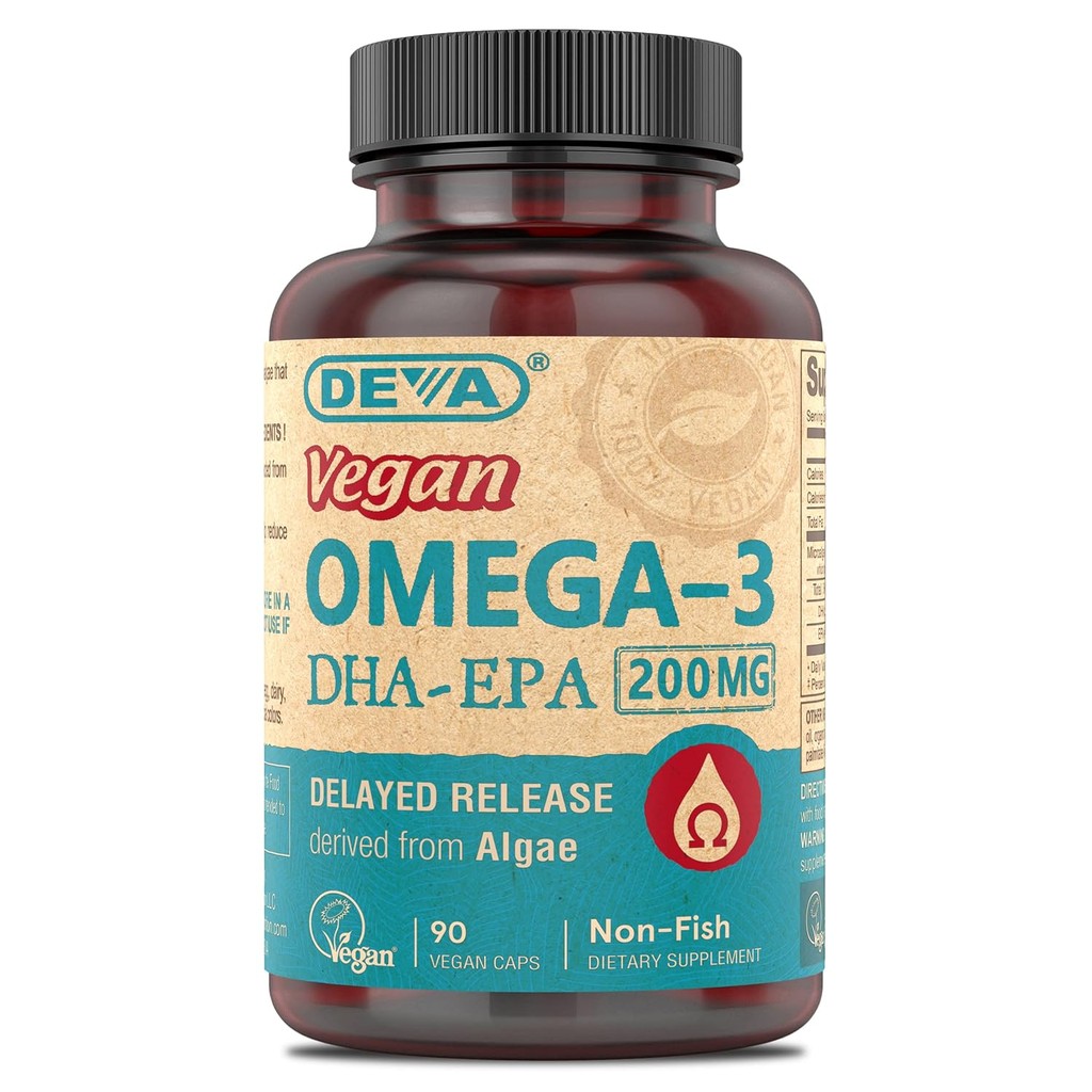 DEVA Nutrition Vegan Omega-3 DHA-EPA, from Micro Algae, Delayed Release ...