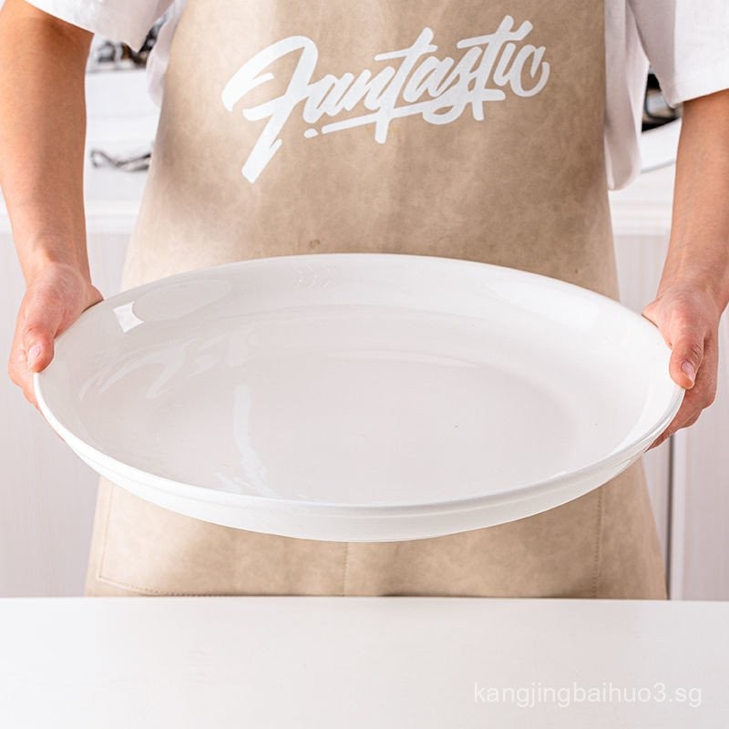 Platter Super Large Deep Plates Household Ceramic Pure White Big Plate ...
