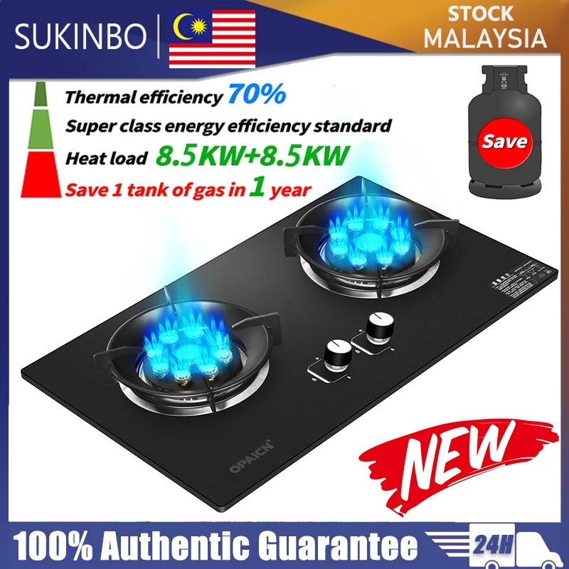 SUKINBO 8.5KW Gas Stove Double Burner Gas Stove Build-in / Tabletop ...