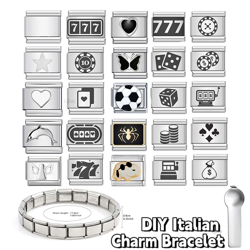 lijiay New fashion Cartoon Color Silver Series Italian style charm bracelet module charm ...