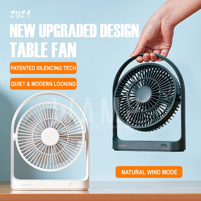 JISULIFE Portable Slim Desktop Fan Type-C Rechargeable Desk Table ...