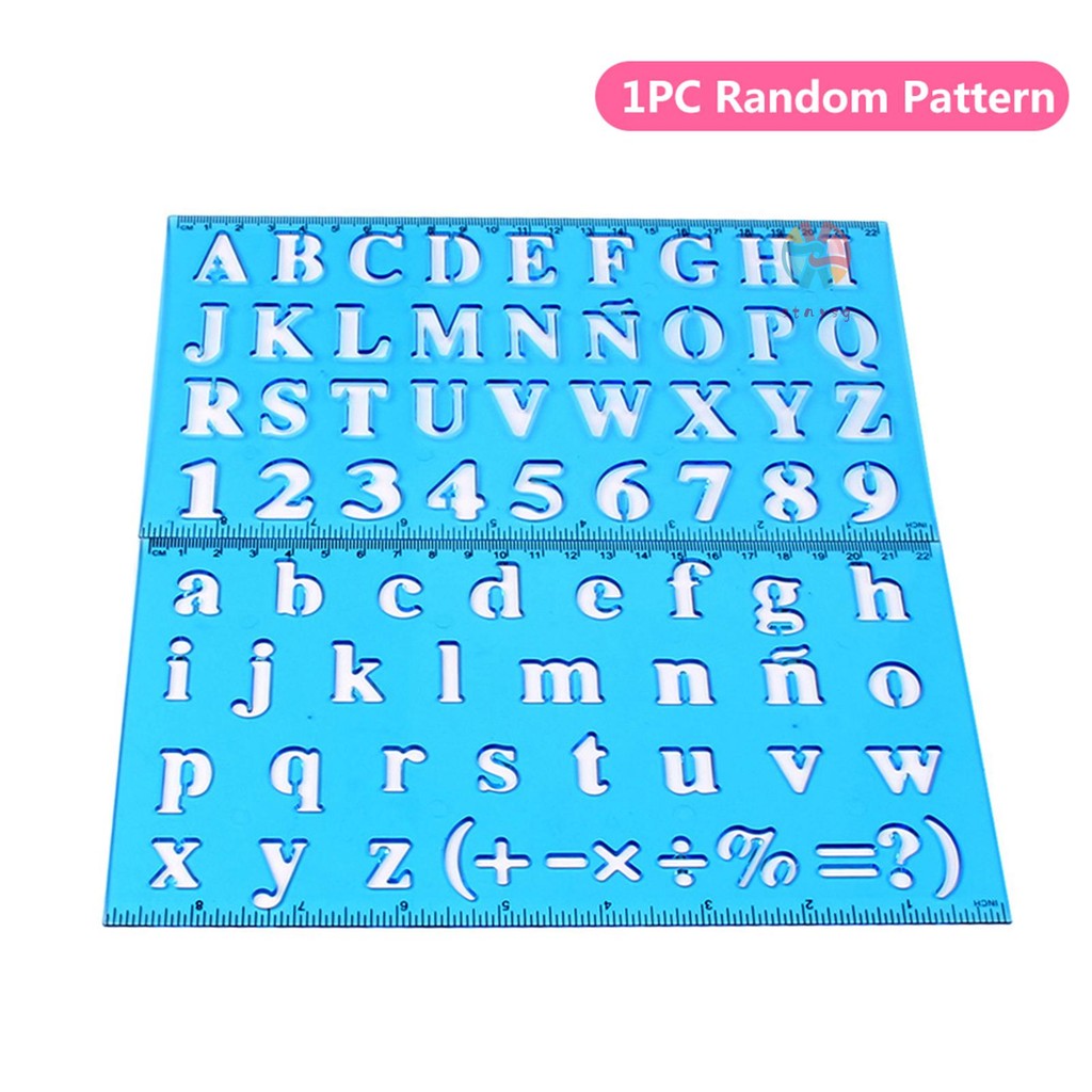 Plastic Drawing Ruler Alphabet & Number Hollow Template Stencil ...