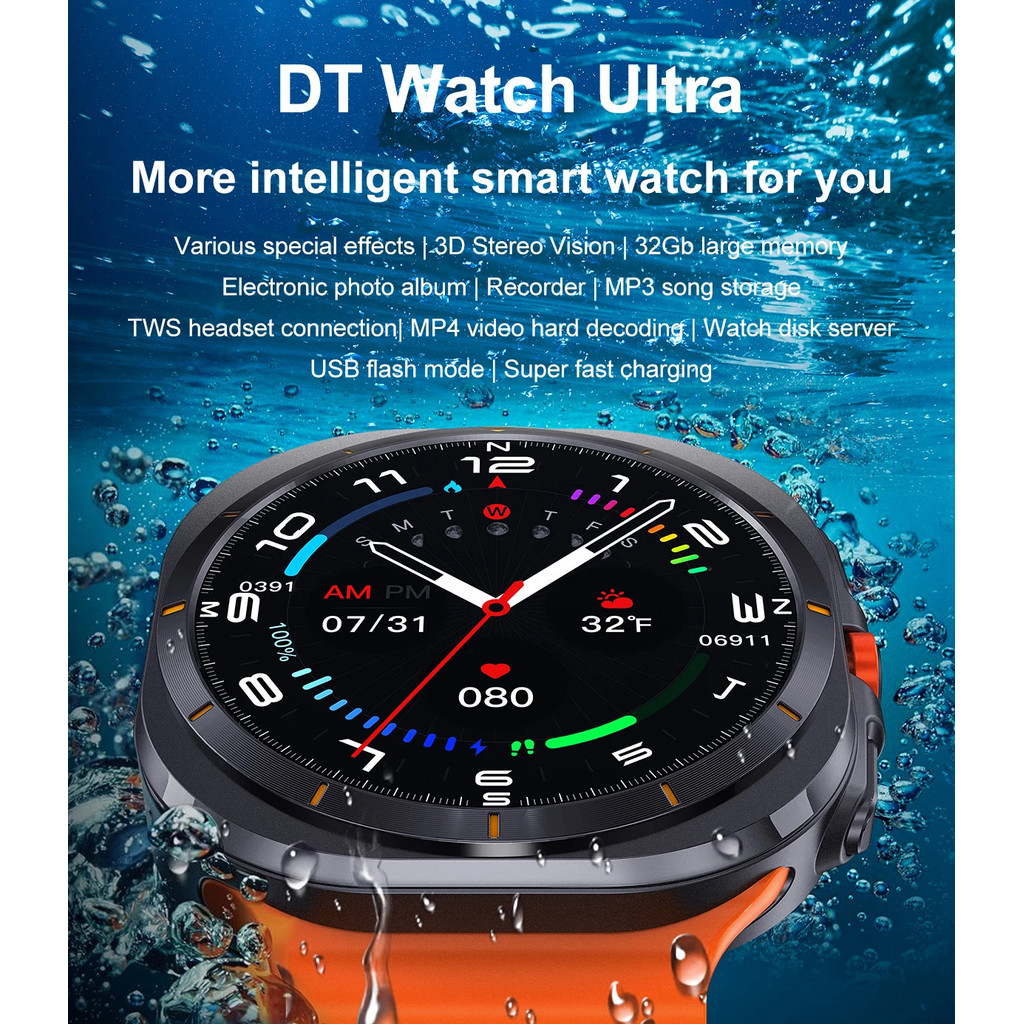 2025 New DT Watch Ultra Smart Watch Men Bluetooth Call NFC AMOLED ...