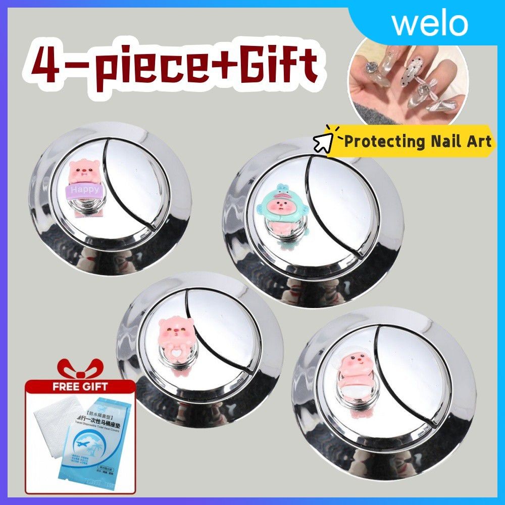 【free Gift】4pcs Toilet Press Button Cute Loopy Beaver Toilet Push ...