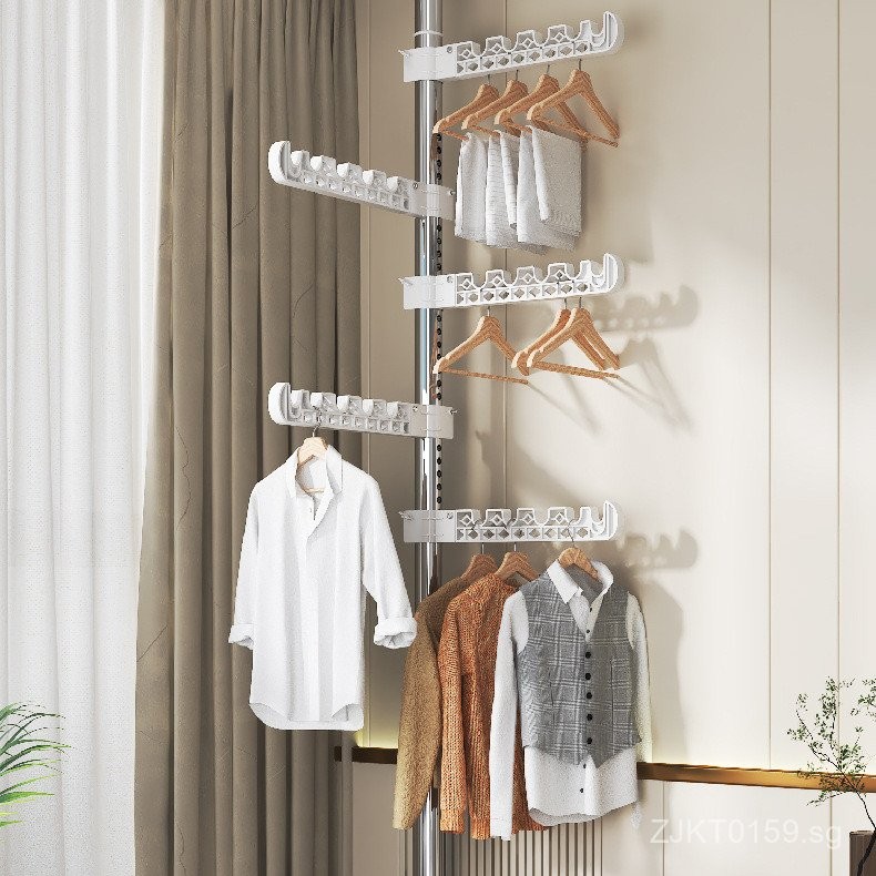 Window No-Drill Balcony Clothes Hanger Floor-Standing Indoor Telescopic ...