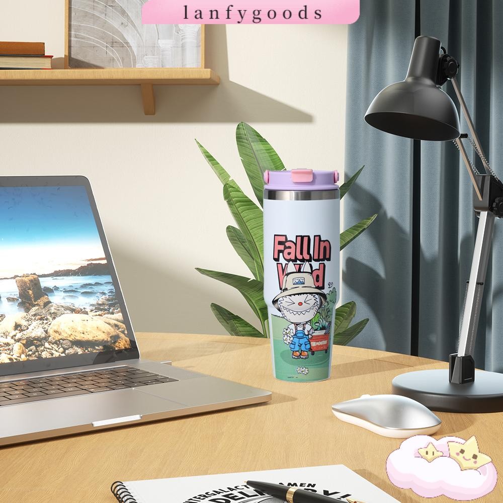 LANFY Labubu Thermal Cup, 900ml Pop-up Lid Insulated Cup, Cute Cartoon ...