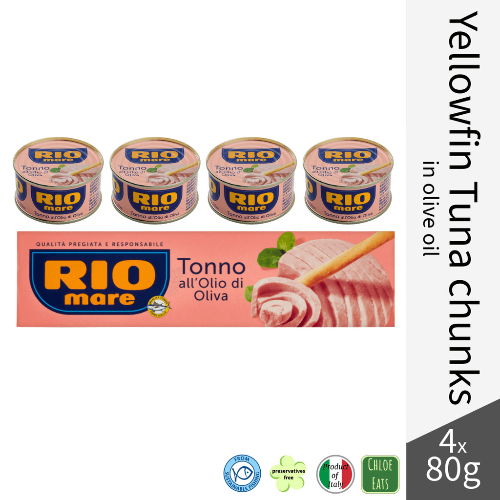 Rio Mare Italian Tonno Yellowfin Tuna chunks in olive oil - Bundle ...