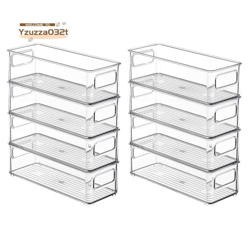 Set of 8 Stackable Plastic Food Storage Bins - Refrigerator Organizer ...