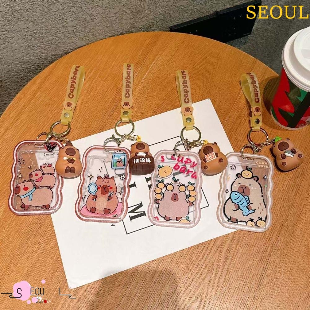 SEOUL Student Card Cover, PVC Transparent Cartoon Capybara Capybara ...