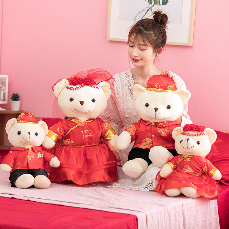 A Pair of Wedding Doll Wedding Bear Couple Doll Wedding Doll Doll Plush ...