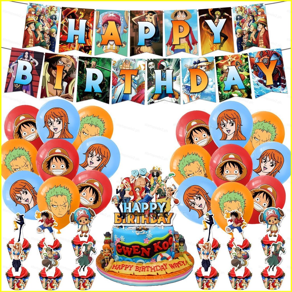 ST2 ONE PIECE Theme kids birthday party decorations banner cake topper ...