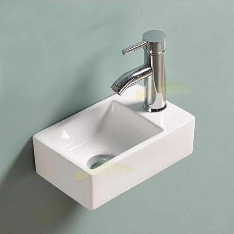 Wall-Mounted Mini Wash Basin for Small Bathroom, Hanging Basin, Ceramic ...