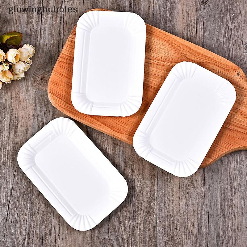 Glowingbubbles 50/100pcs Rectangular Cake Tray White Paper Plate ...