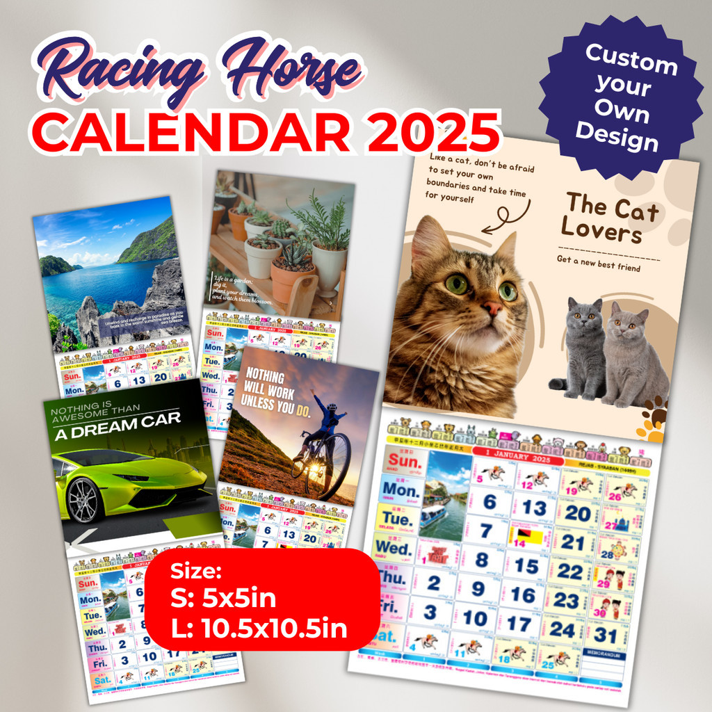 2025 racing horse wall calendar template modern design cat cars ...