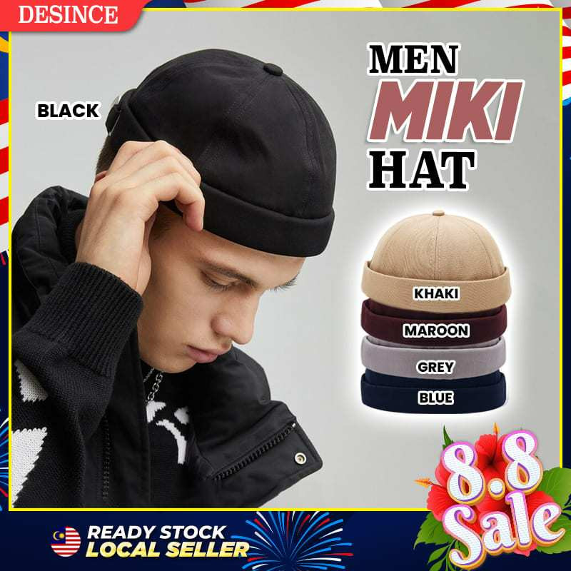 🇲🇾 DESINCE Men Kopiah Man Hat Solid Color Topi Lelaki Songkok Roll Hat ...