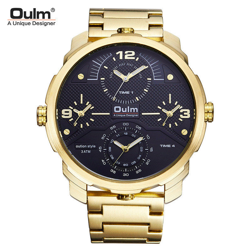 Oulm Fashion Men's watch Quartz watch Steel Band Large Dial watch Multi ...