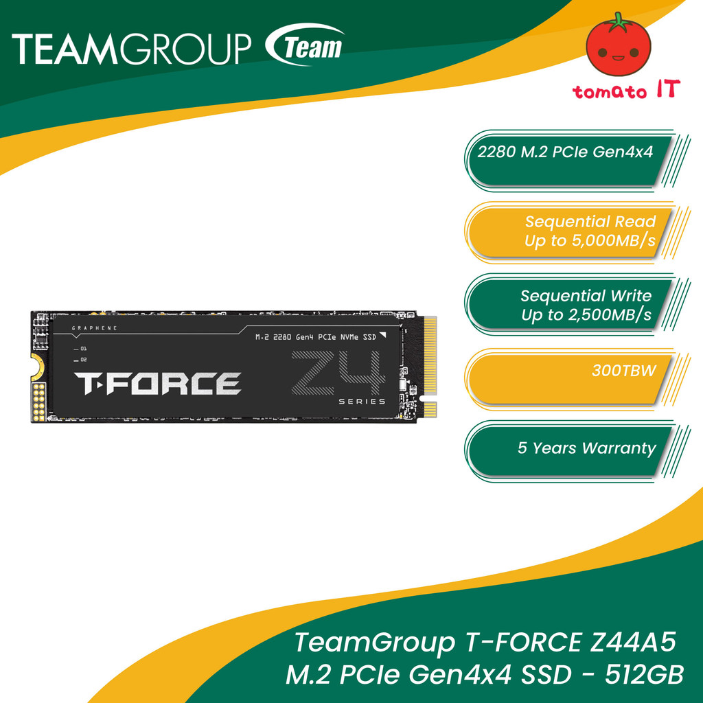 TEAMGROUP T-FORCE Z44A5 M.2 PCIE Gen4x4 SSD - 512GB | Shopee Singapore