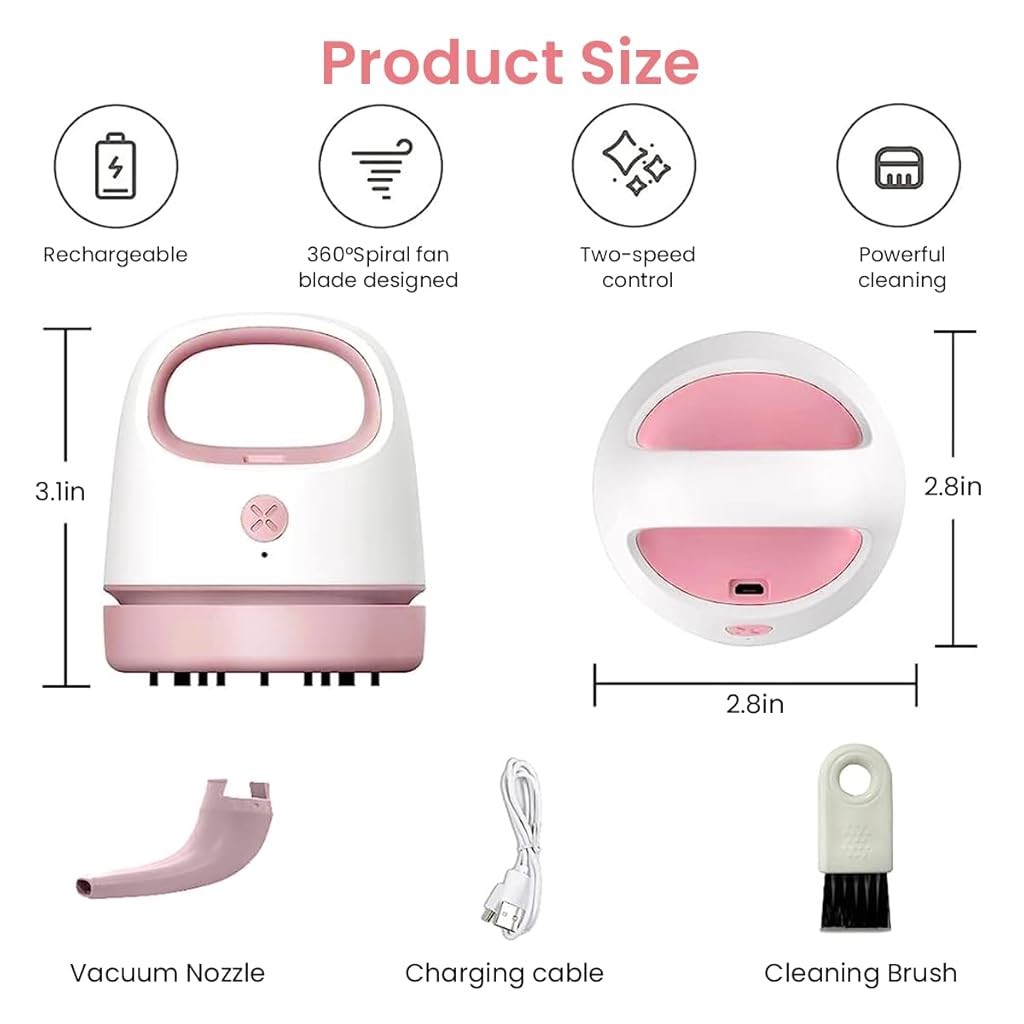 Wireless Mini Vacuum Cleaner Powerful Suction Cordless Table Dust ...