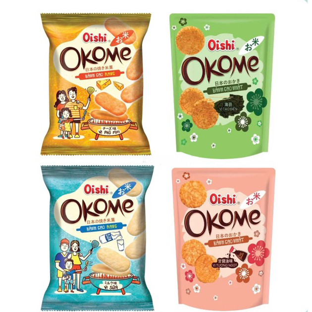 Okome Oishi Roasted Japanese Rice Cake - With 4 Unique Japanese Flavors ...
