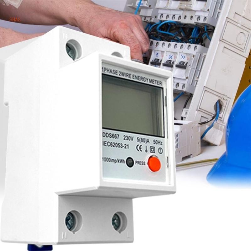 Shas Din Rail Consumption Wattmeter Monitors Electricity Meter Watt KWh ...