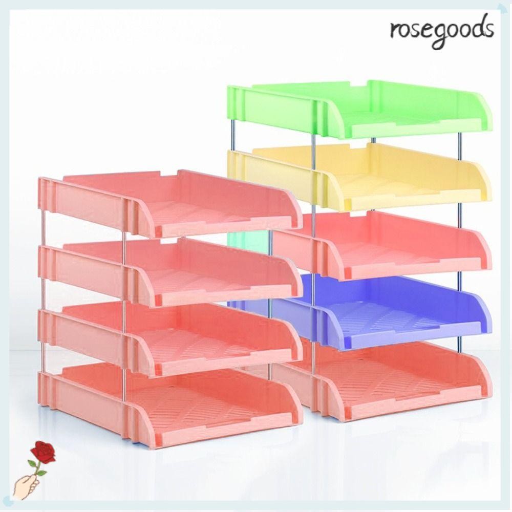 ROSEGOODS1 File Rack, PP Three-layer File Tray, Multi-layer A4 ...