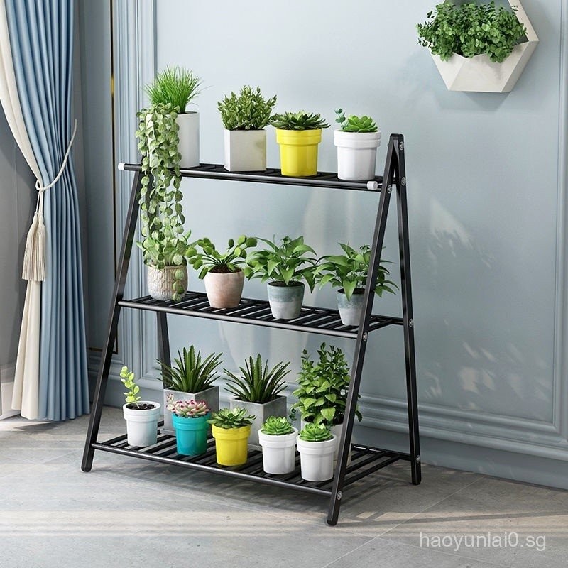 【In stock】WONZOM Wrought Iron Flower Pot Rack Stainless Steel Flower ...